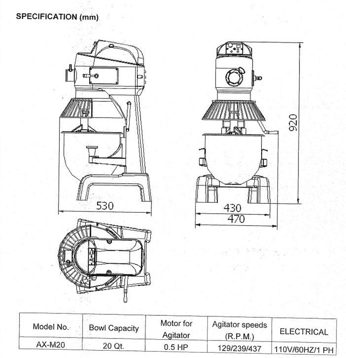 Axis AX-M20 20 Quart Mixer — RestaurantStock.com