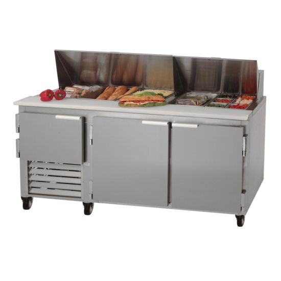 Leader Refrigeration LM72 72" Sandwich Prep Table Cooler, 2 1/2 Door a ...